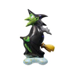 122cm Bamboo Party Witch On Broom Foil Balloon
