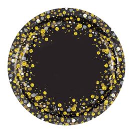 9" Fizz Black and Gold Fizz Plates 8pc
