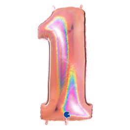 40" Grabo Glitter Holographic Rose Gold Number 1