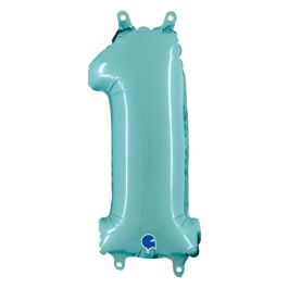14" Pastel Blue Number 1 Grabo Foil Balloon